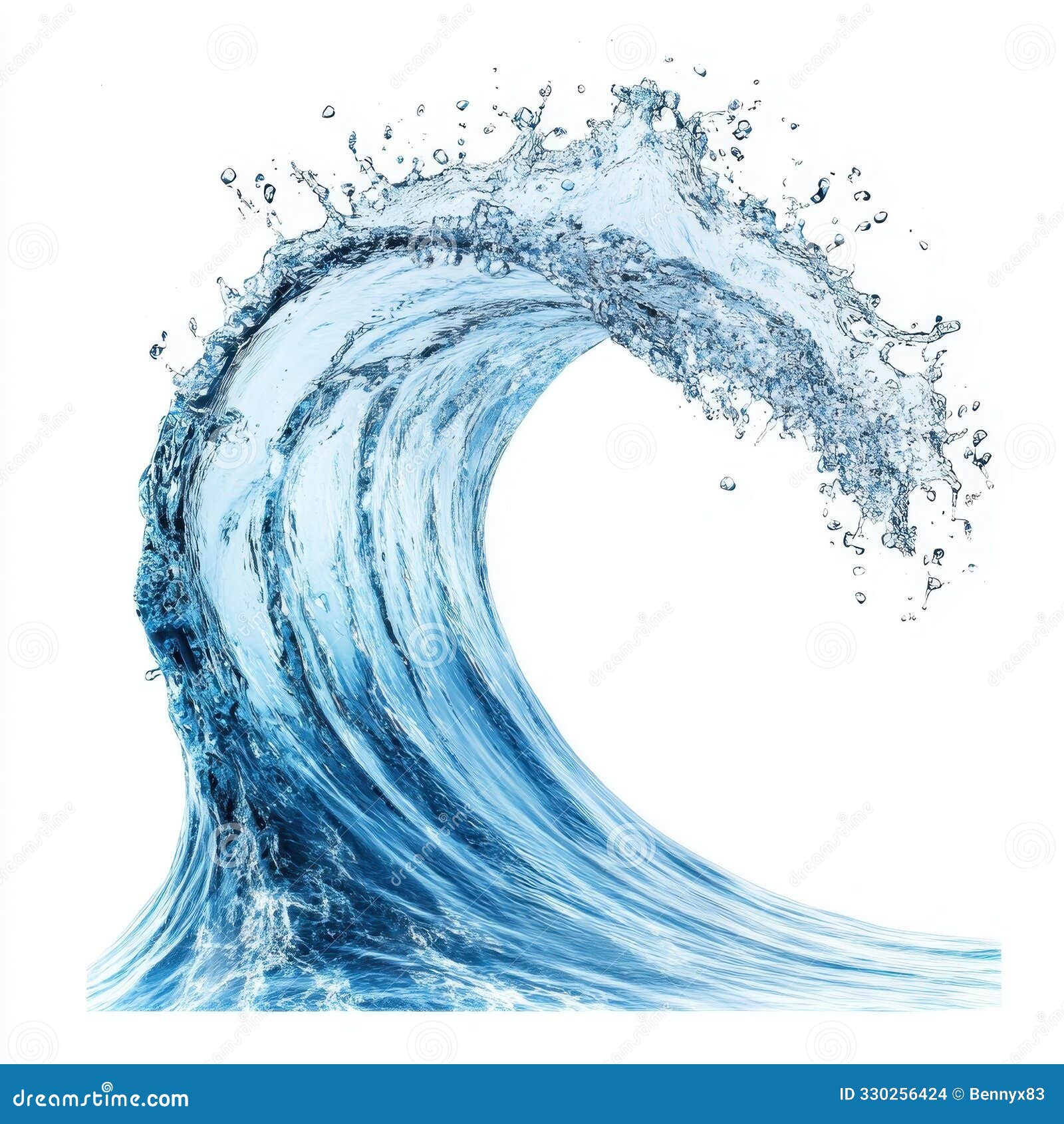 Wave-shaped Water Splash Isolated on White Background Stock ...