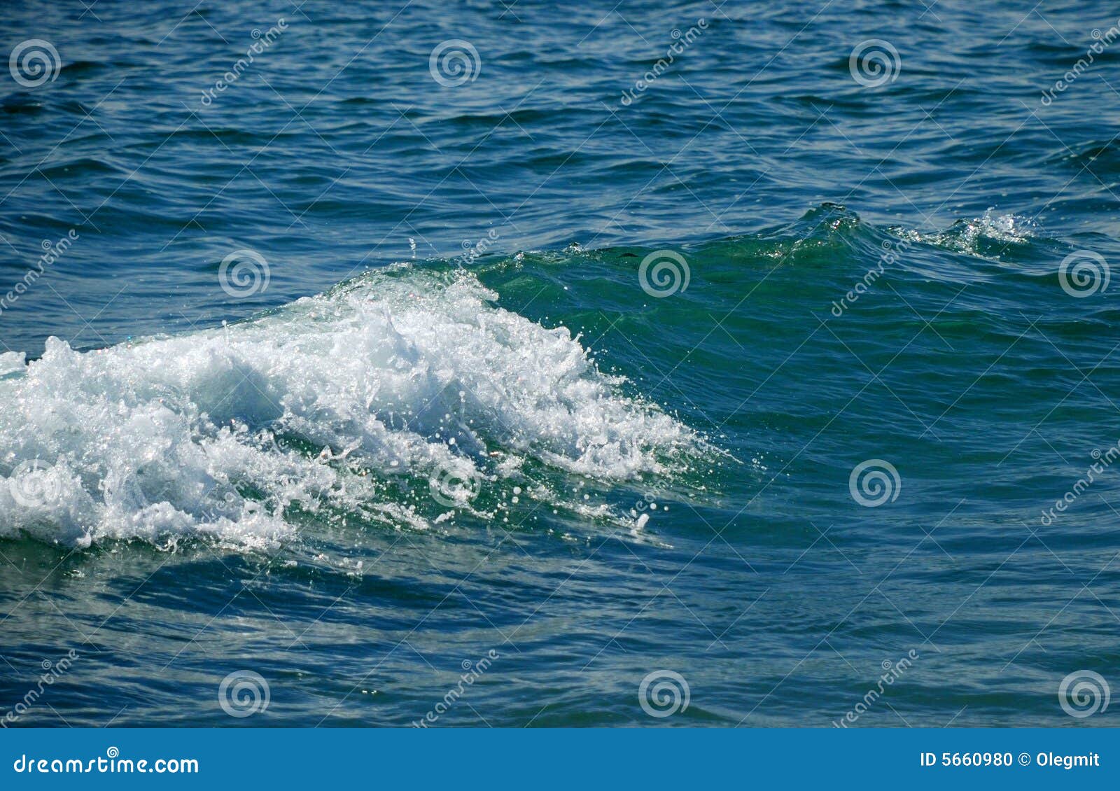 Wave with Shining Foam in the Middle of Blue Sea Stock Photo - Image of ...