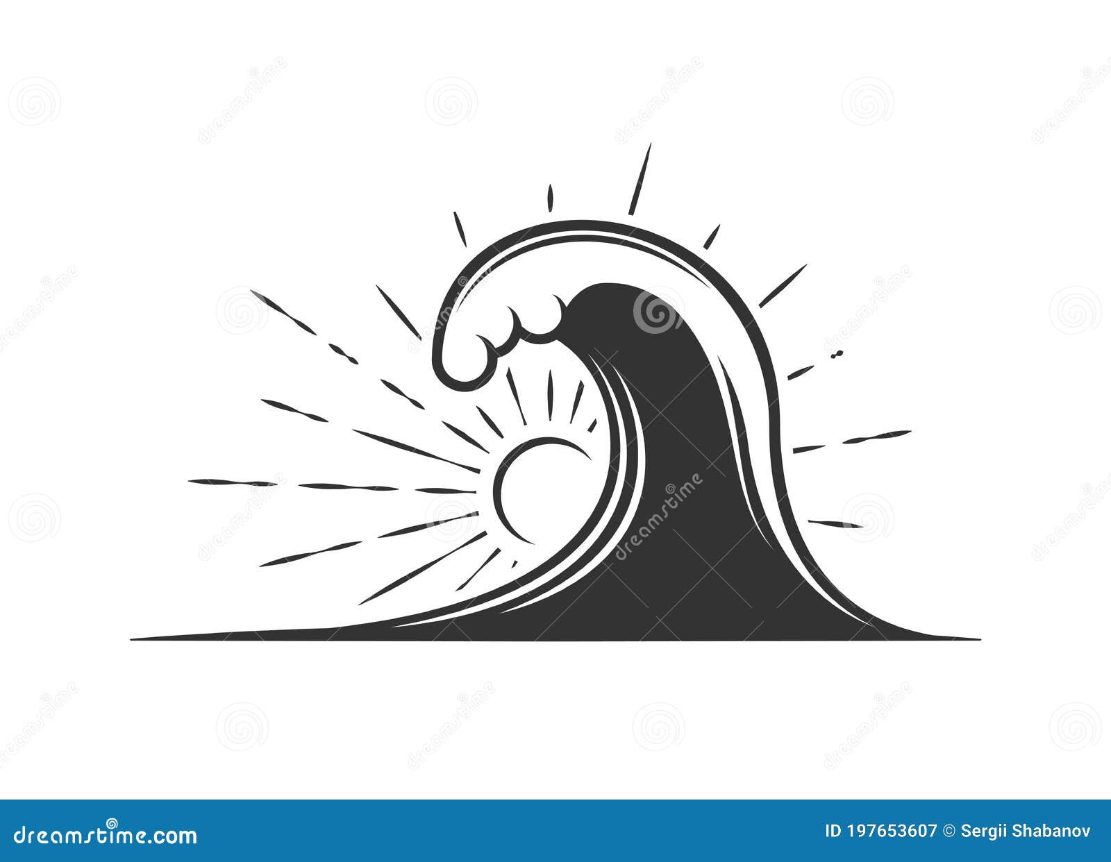 Wave Silhouette Isolated On White Background Vector Illustration ...