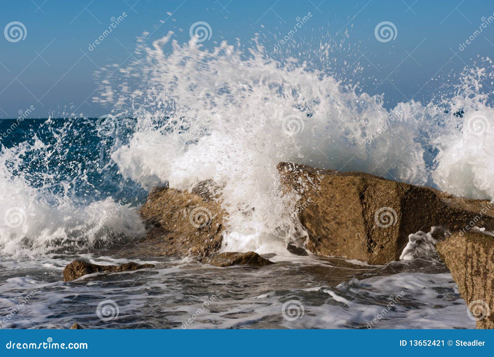 Wave Smashing Rocks stock image. Image of wave, mediteran - 13652421