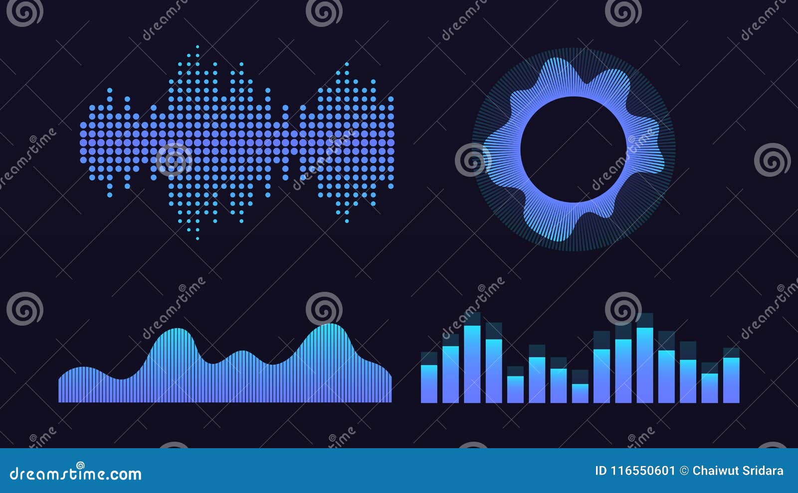Wave of Sound, Virtual Graphic Equalizer, Vector Illustration Stock ...