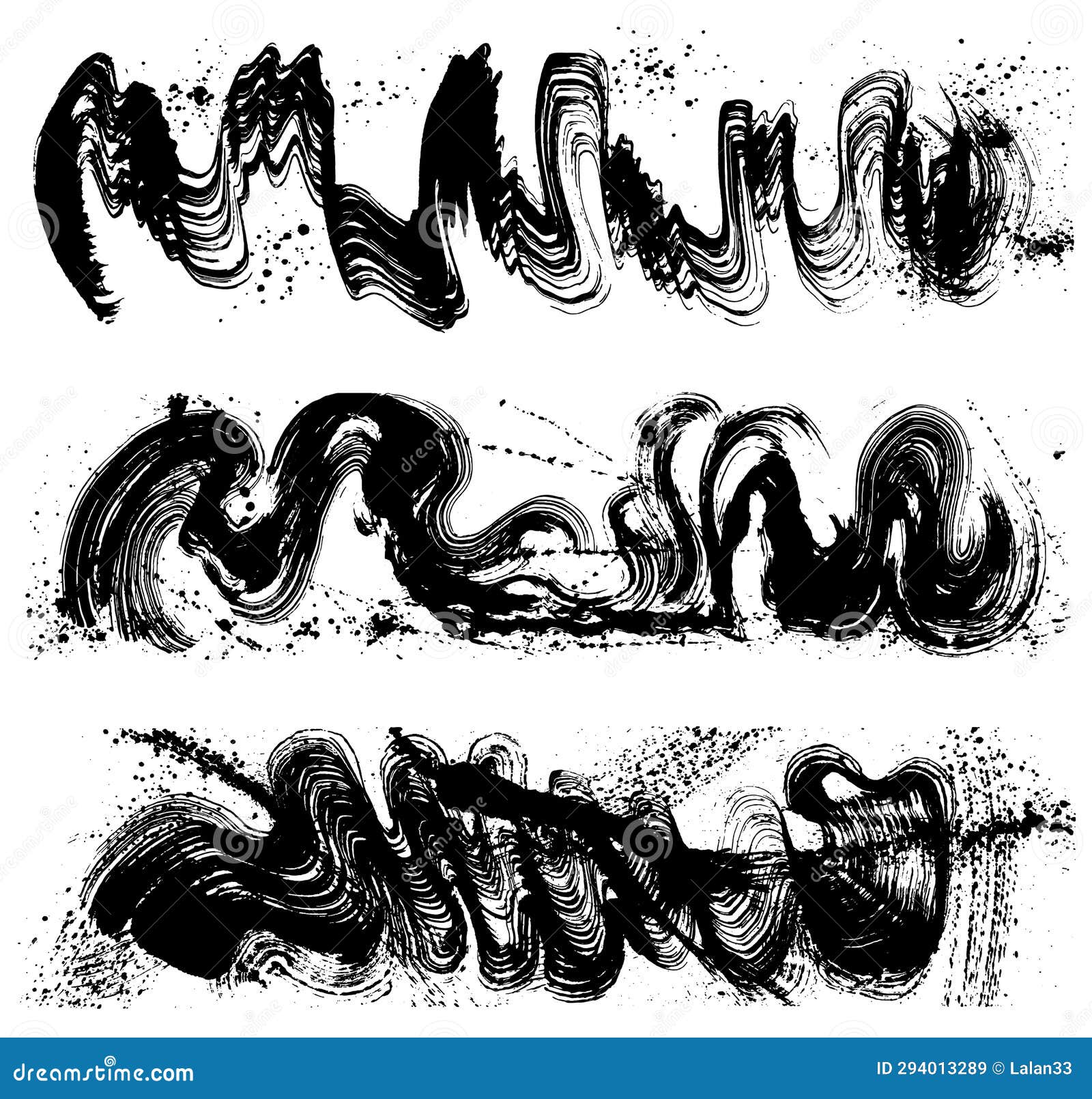 Sea Spray. Set of Brush Stroke Waves. Stock Illustration - Illustration ...