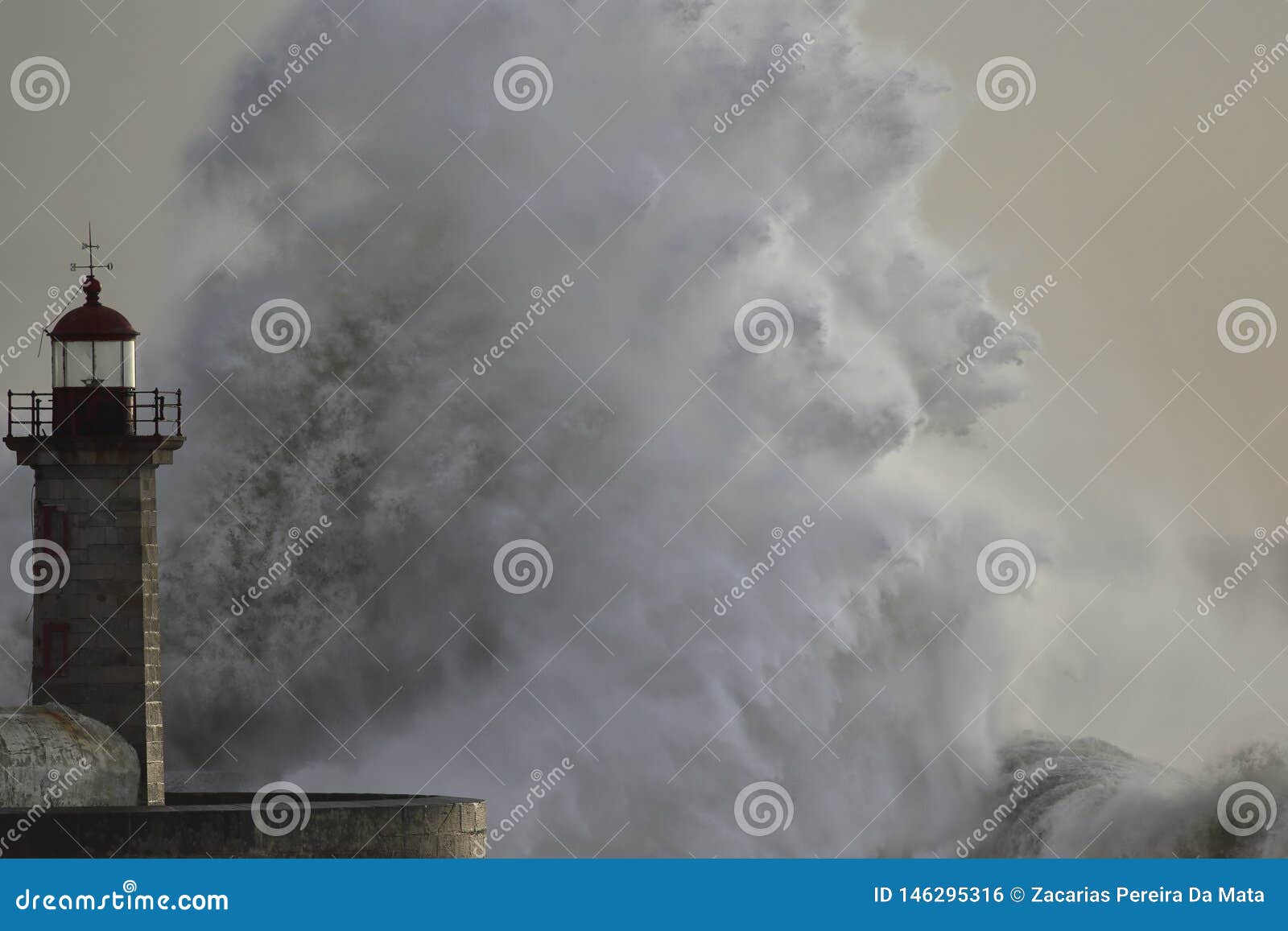 Wave Splash Over Lighthouse at Sunset Stock Photo - Image of mouth ...