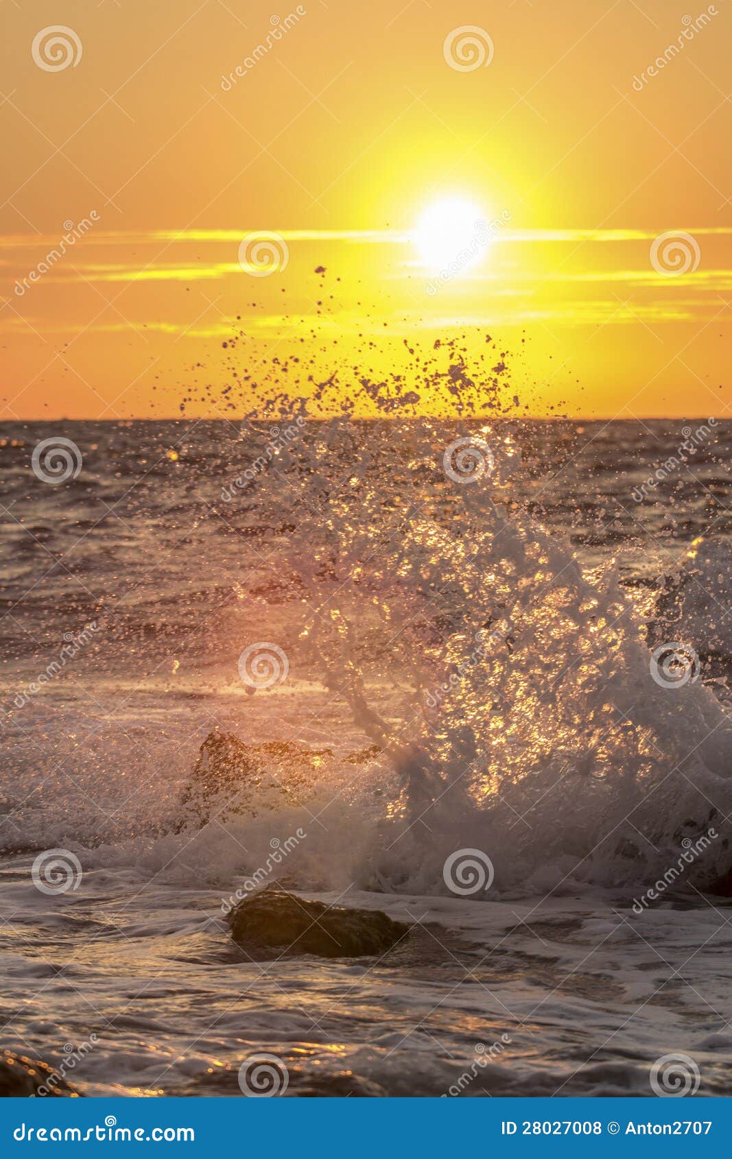 Wave splash at sunset stock photo. Image of concept, orange - 28027008