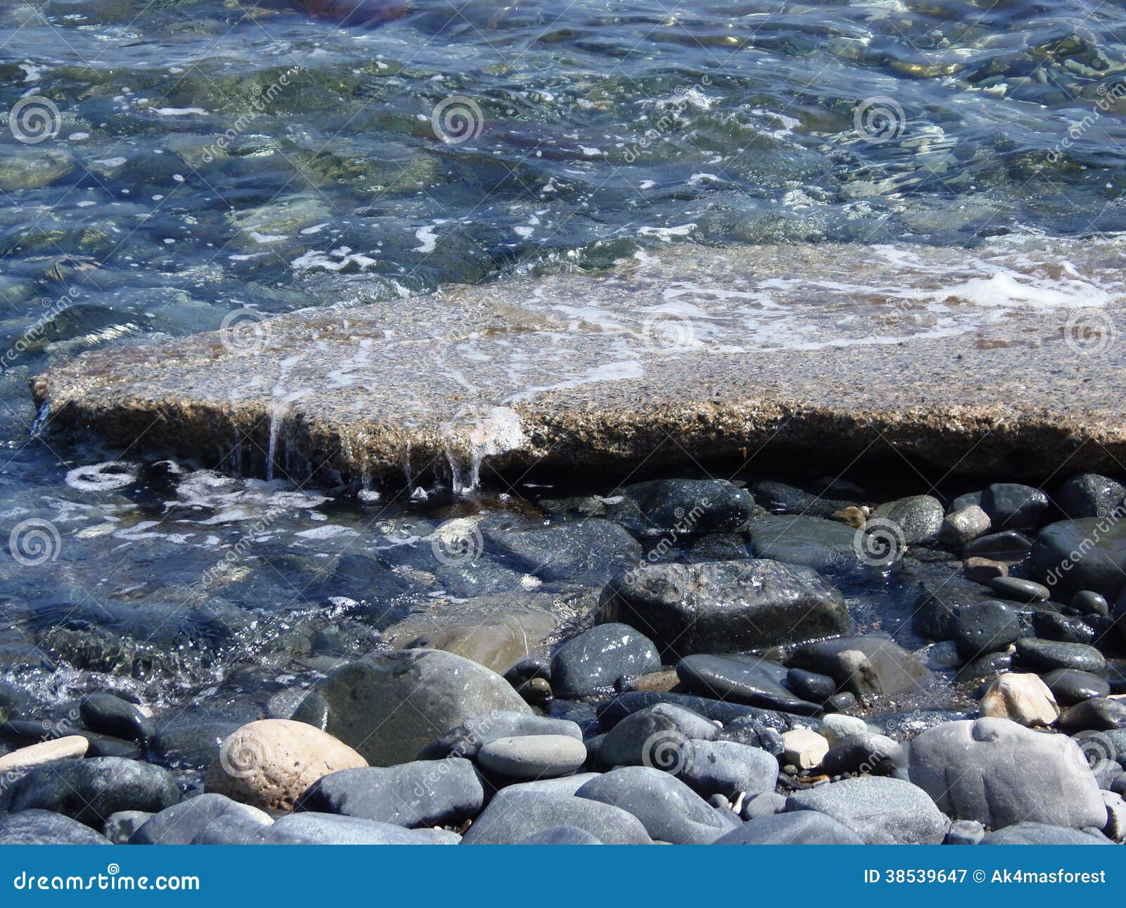 Wave Splashing on a Flat Rock Stock Image - Image of limassol, foam ...