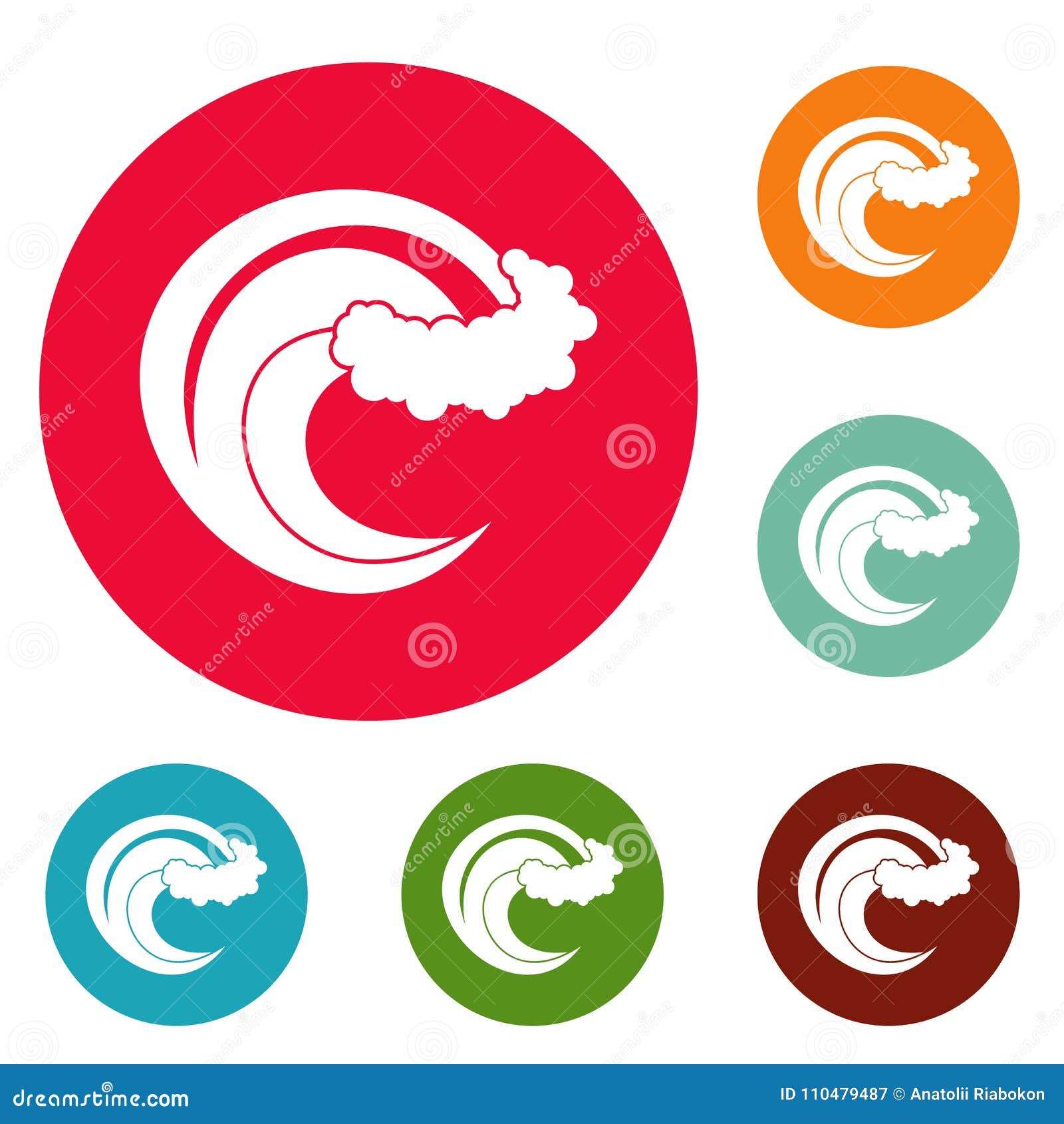 Wave Storm Icons Circle Set Vector Stock Vector - Illustration of drop ...