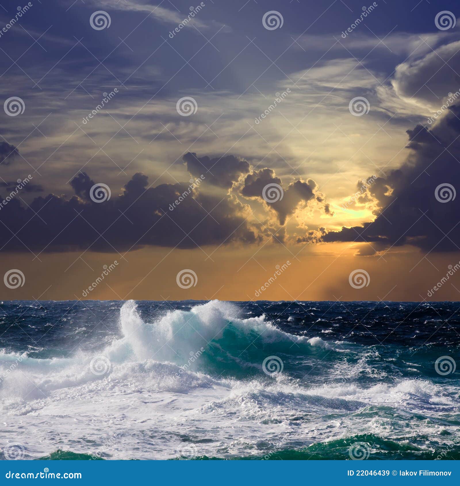 Wave during Storm in Sunset Stock Image - Image of closeup, water: 22046439
