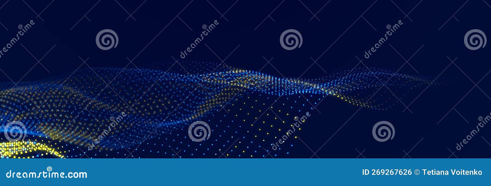 Wave of Streaming Particles on a Light Blue Background. Abstract ...