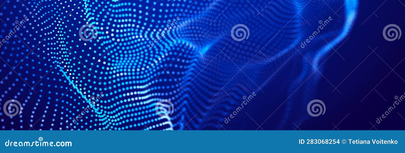 Wave of Streaming Particles on a Light Blue Background. Abstract ...