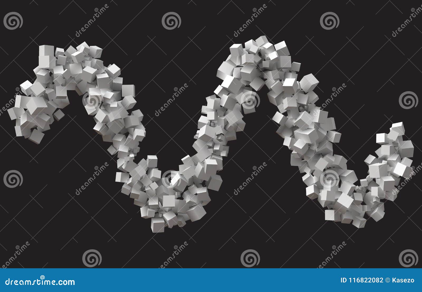 Wave Stroke Formed by Random Sized Cubes. Stock Vector - Illustration ...