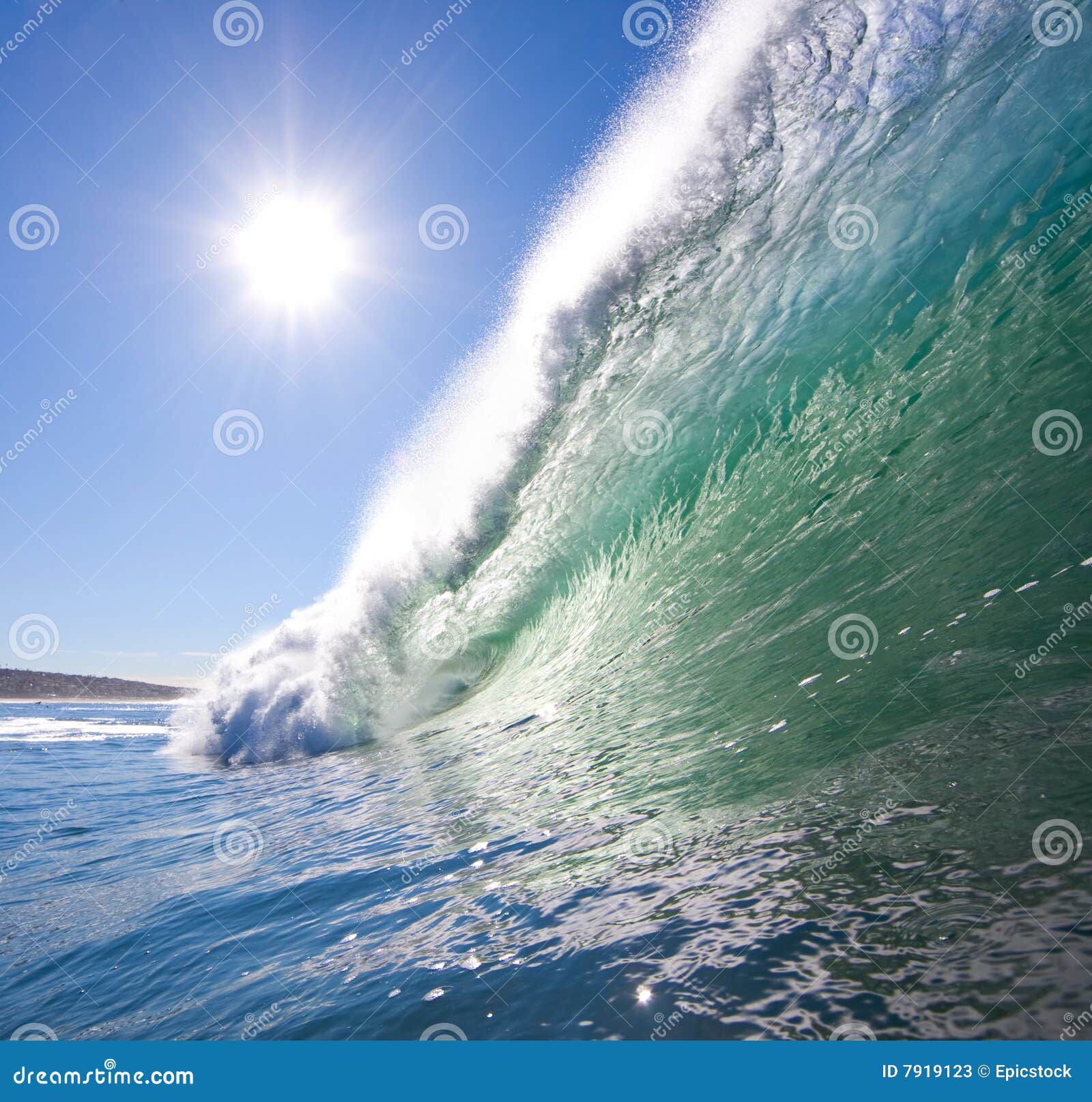 Wave with Sun stock image. Image of pounding, breaking - 7919123