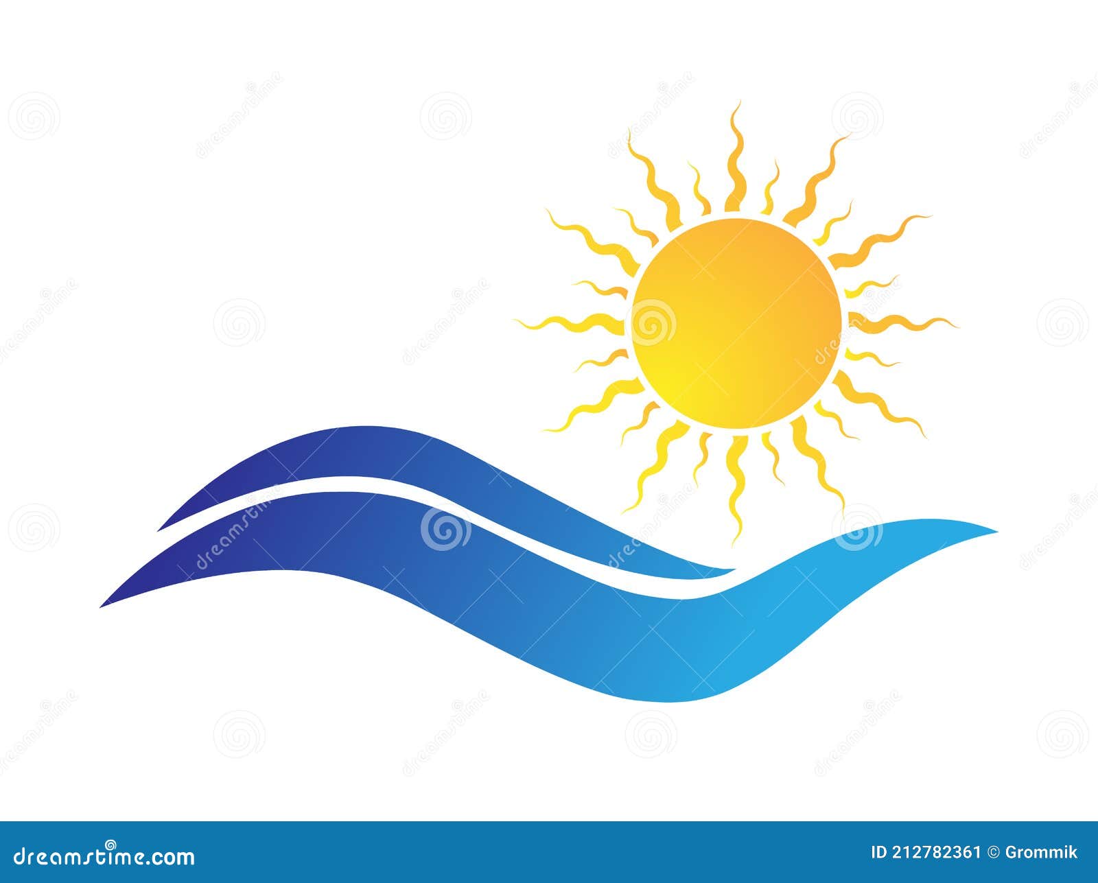 Wave and Sun. Vector Illustration for Logo, Emblem, Sticker and ...