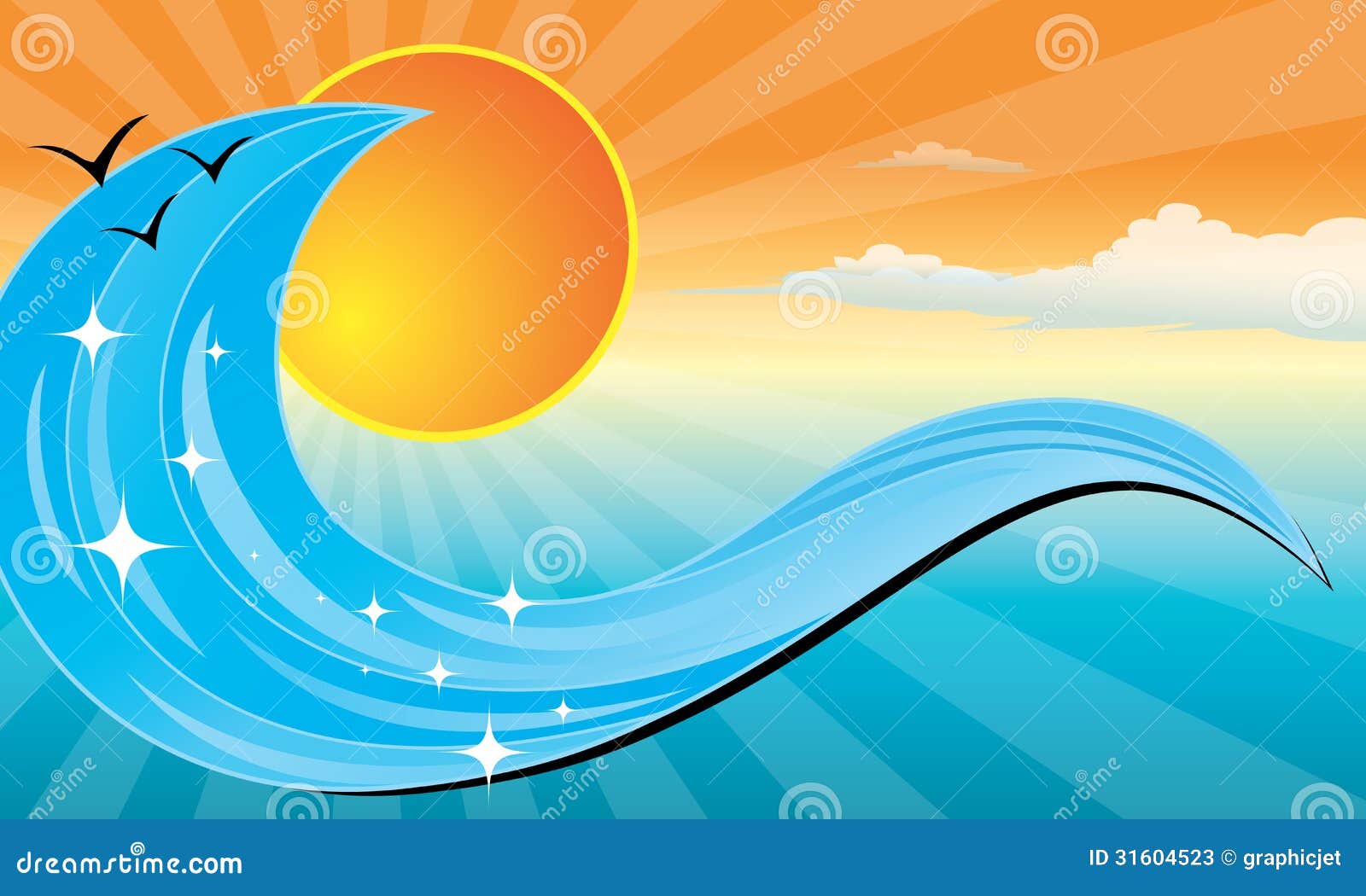 Wave sunset banner stock vector. Illustration of gradient - 31604523