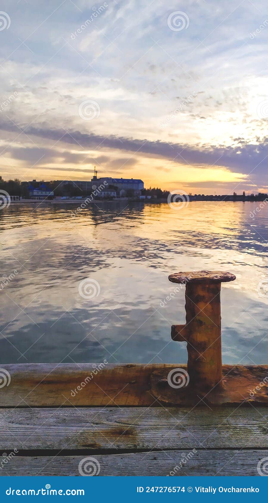 Sunset on the Beach View from Pier Stock Photo - Image of natural ...