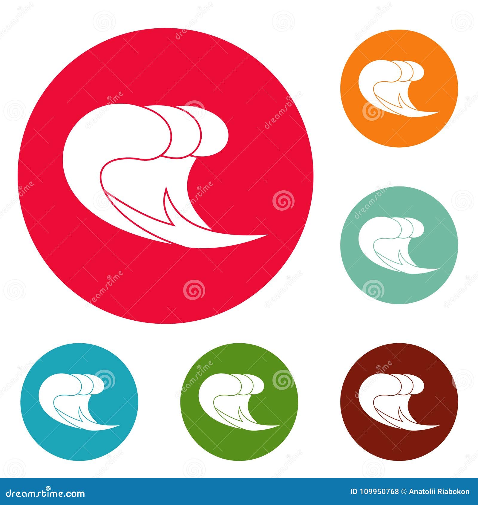 Wave Surf Icons Circle Set Vector Stock Vector - Illustration of flow ...