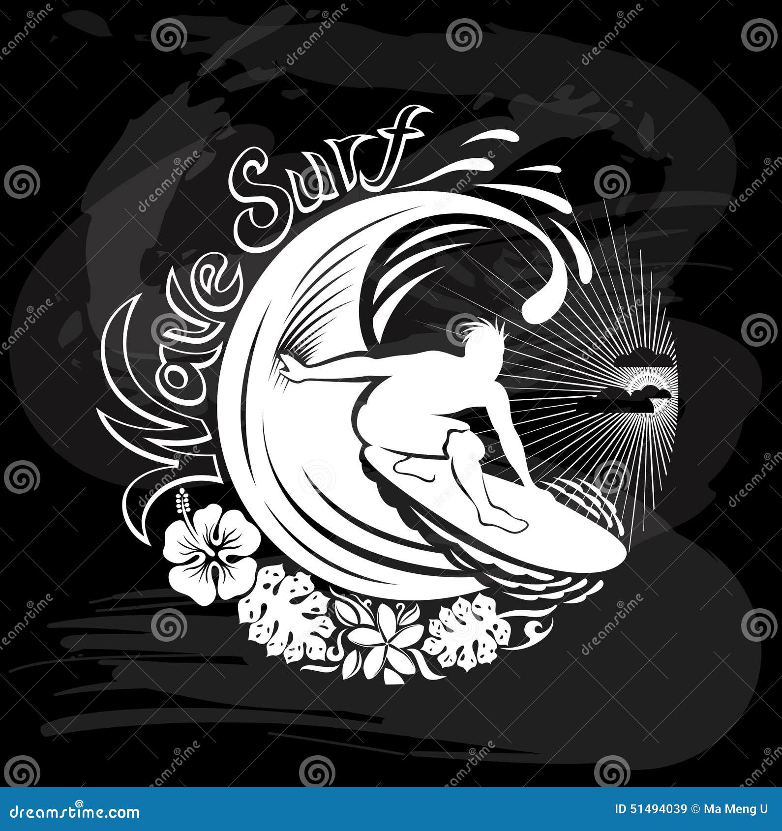 Wave Surf, Tropical Calligraphic Design Stock Vector - Illustration of ...