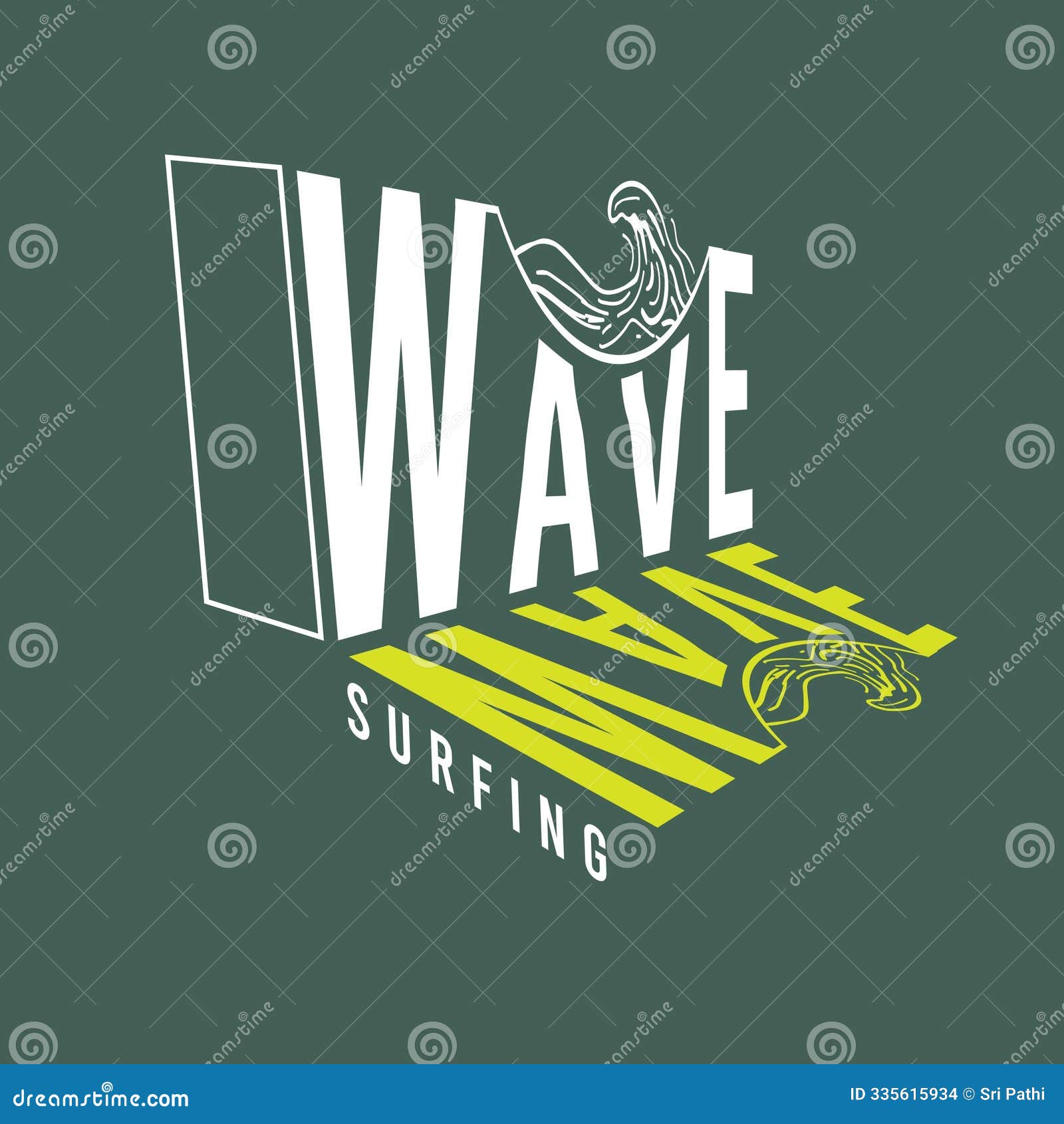 Wave Surfing Typography Summer Lettering Waves Poster Design Stock ...