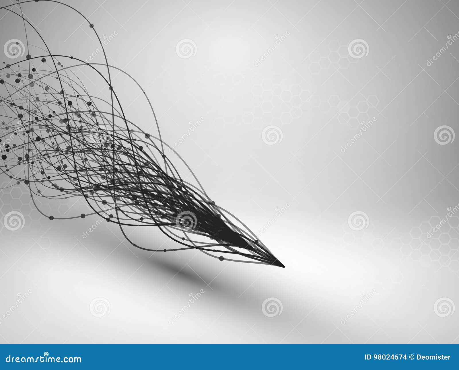 Wave. Swirl with Connected Line and Dots. Wired Structure. Connection ...