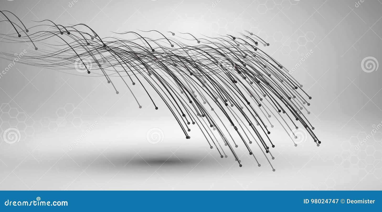 Wave. Swirl with Connected Line and Dots. Wired Structure. Connection ...