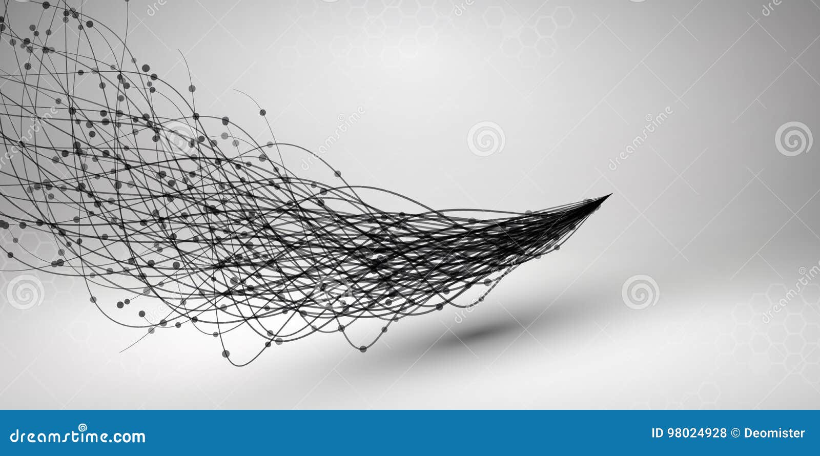 Wave. Swirl With Connected Line And Dots. Wired Structure. Connection ...