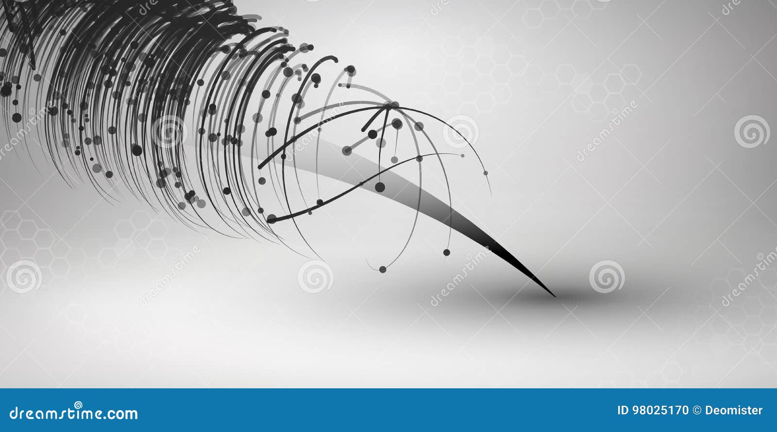 Wave. Swirl With Connected Line And Dots. Wired Structure. Connection ...