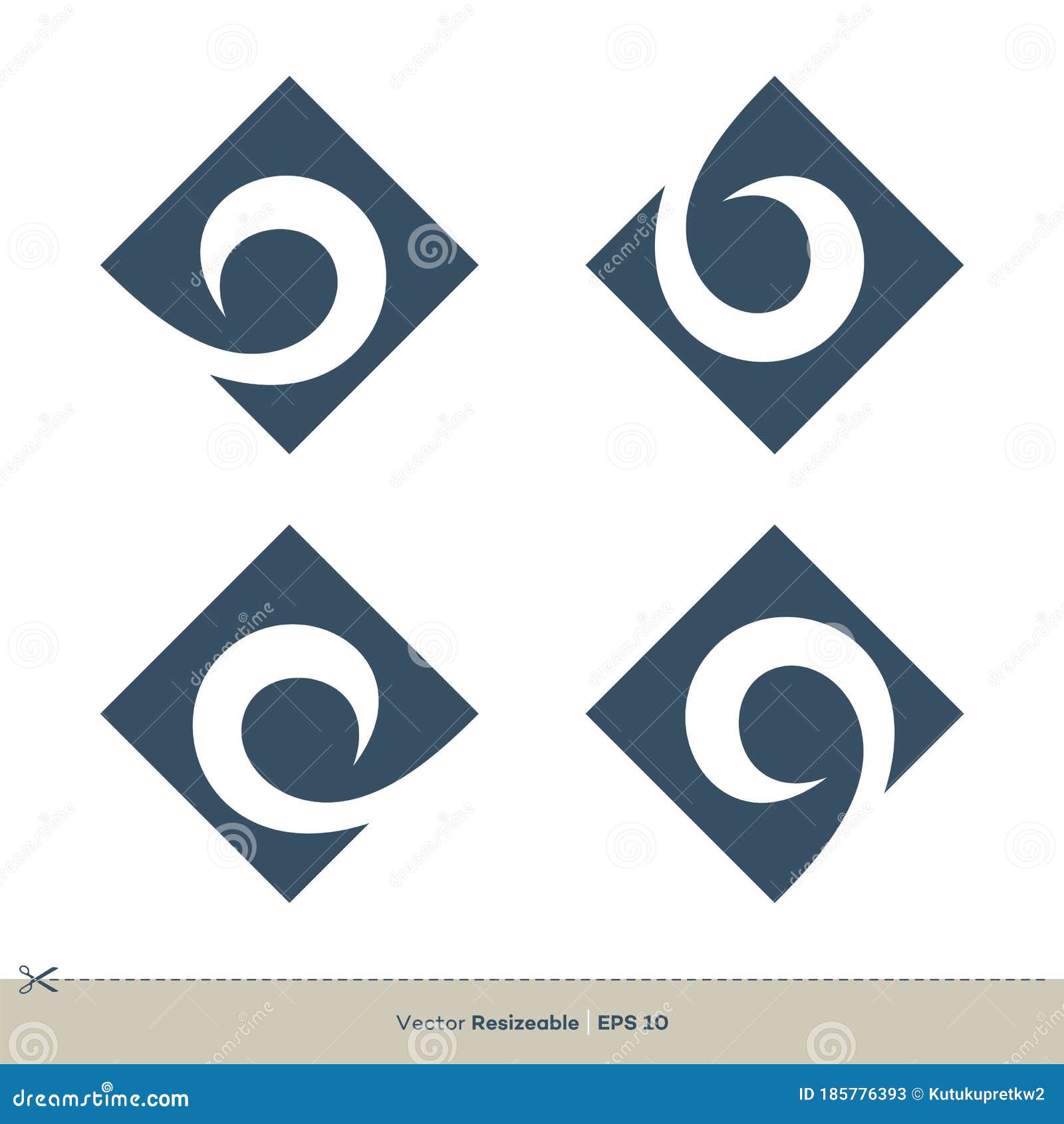 Wave Swirl in Diamond Shape Vector Logo Template Illustration Design ...