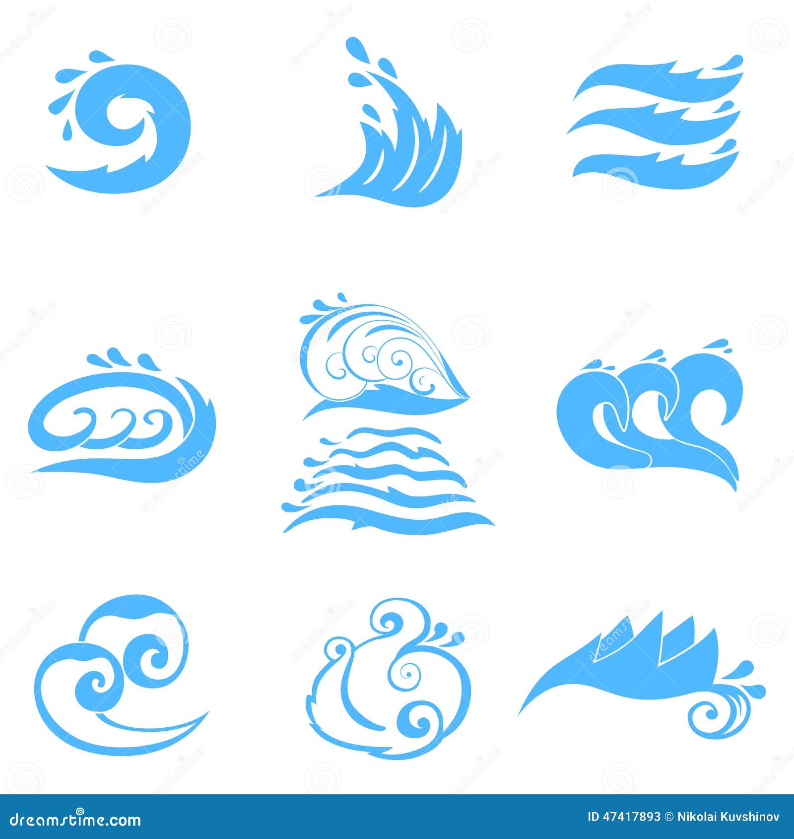 Wave Symbols Set for Design Isolated on White Stock Vector ...