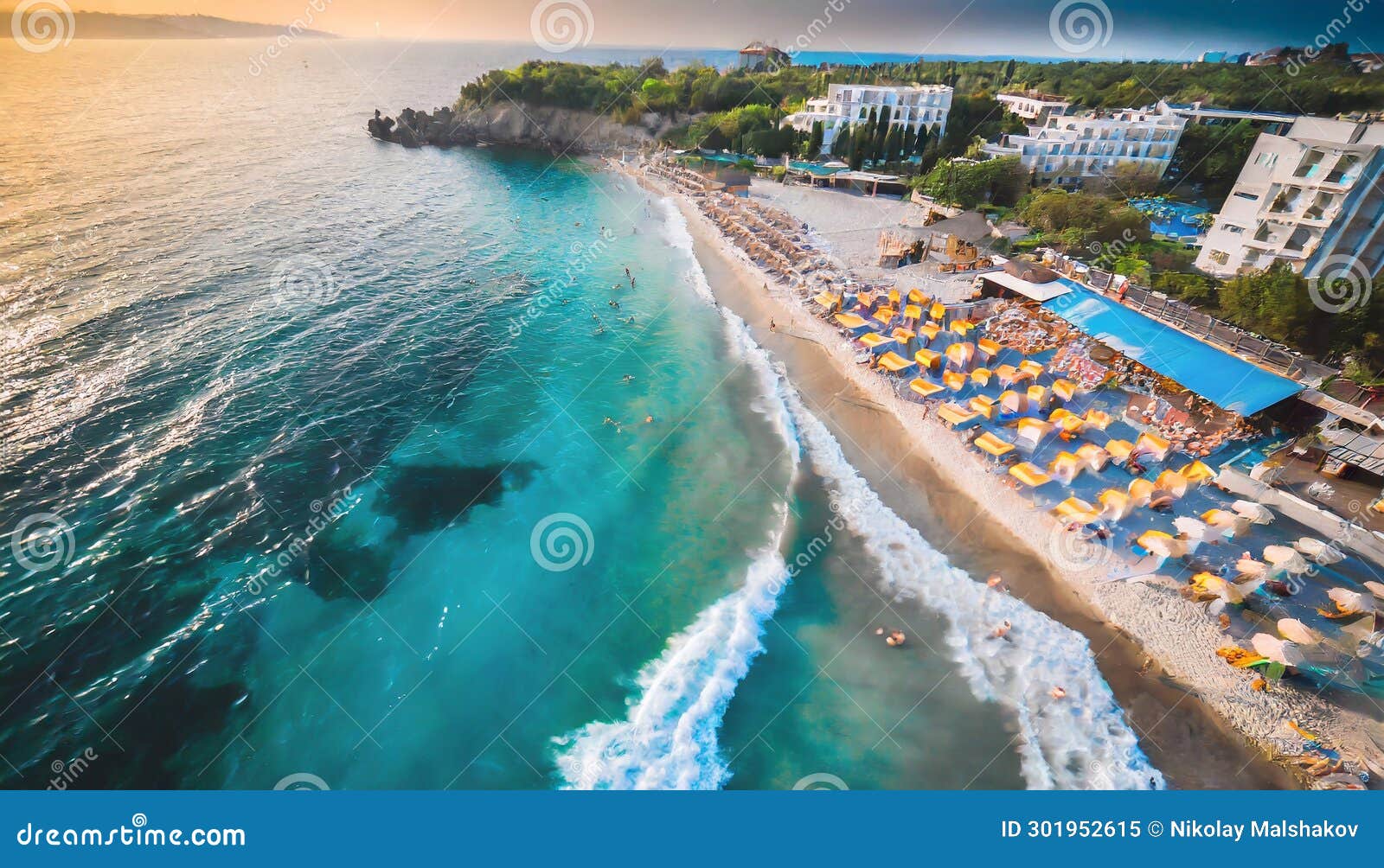 Wave Symphony: Top View of the Mesmerizing Dance of Ocean Waves. Stock ...