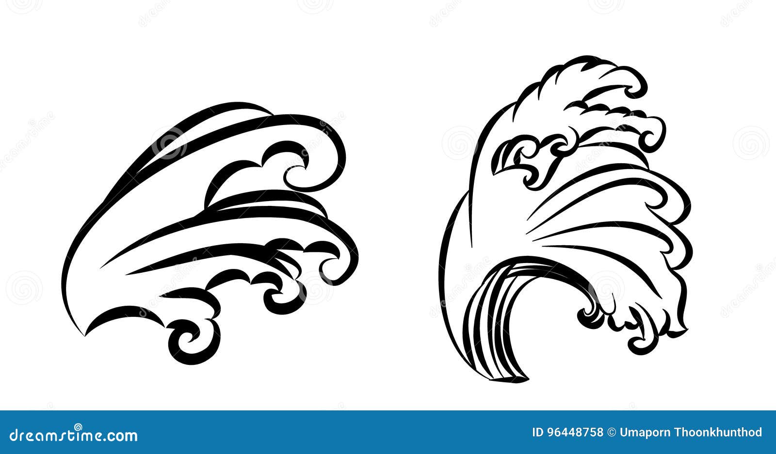 Wave Tattoo Design Isolate Vector Stock Vector - Illustration of hand ...