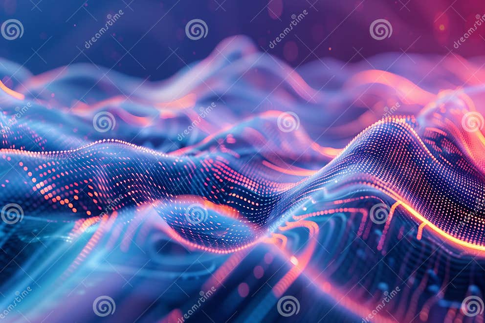 Wave of Technology Innovation with Digital Dot Flowing in Vibrant Color ...