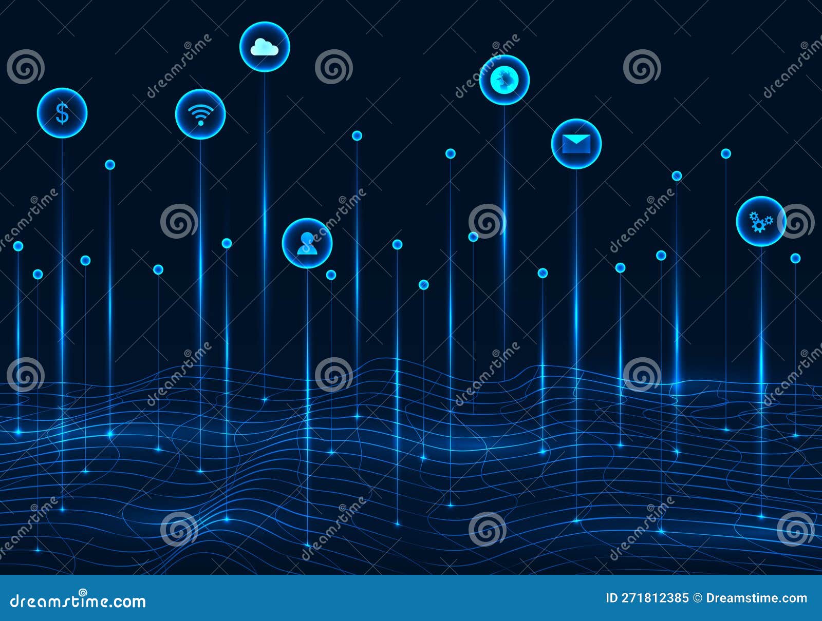 Abstract Background Smart Technology Wireless Connection and Data Stock Vector - Illustration of ...