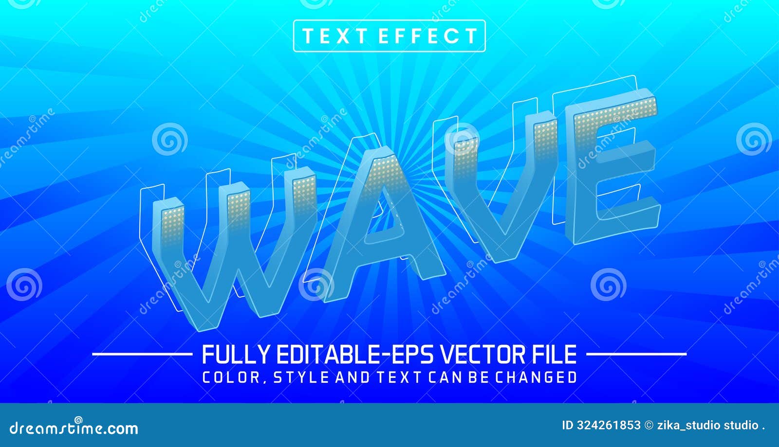 Wave Text Editable Style Effect Stock Illustration - Illustration of ...