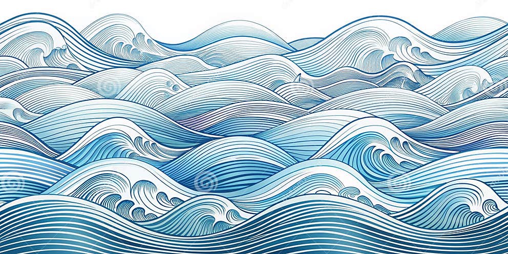 Wave Texture Design on White Background, Abstract Vector Stock ...
