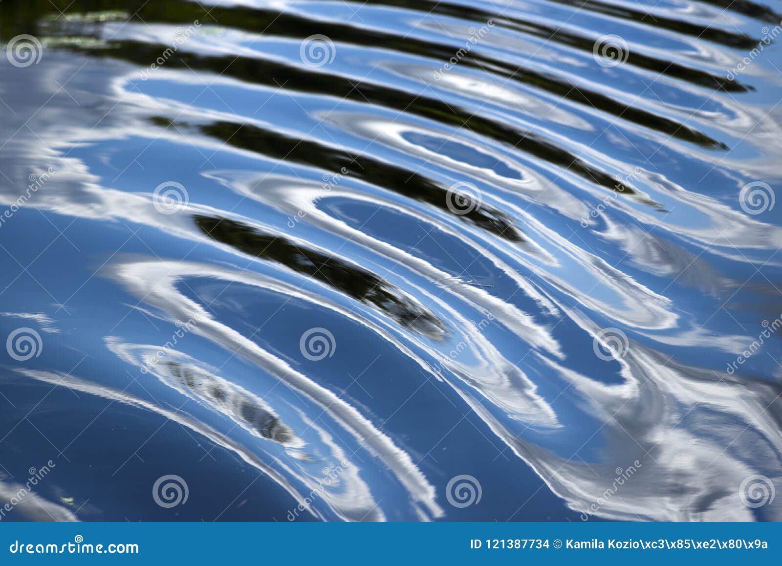 Wave Texture on the River with Reflecting Clouds in the Water Surface ...