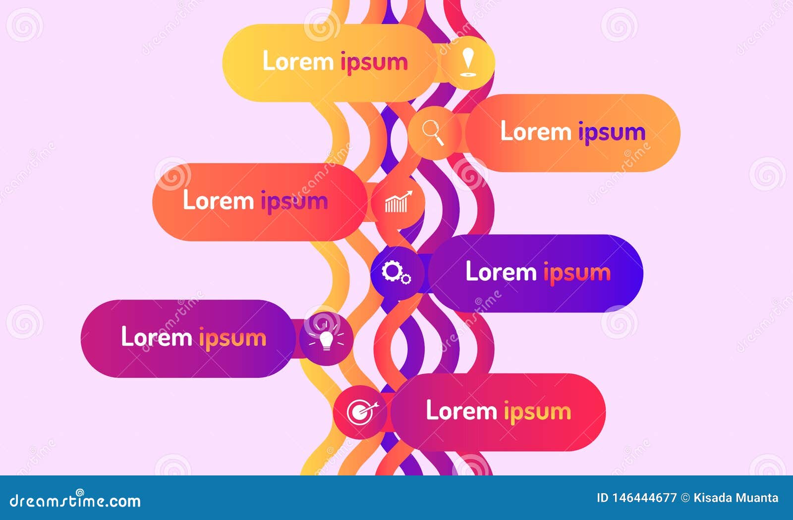 Wave Time Line Data Infographic Modern Design Style with Markpoint ...