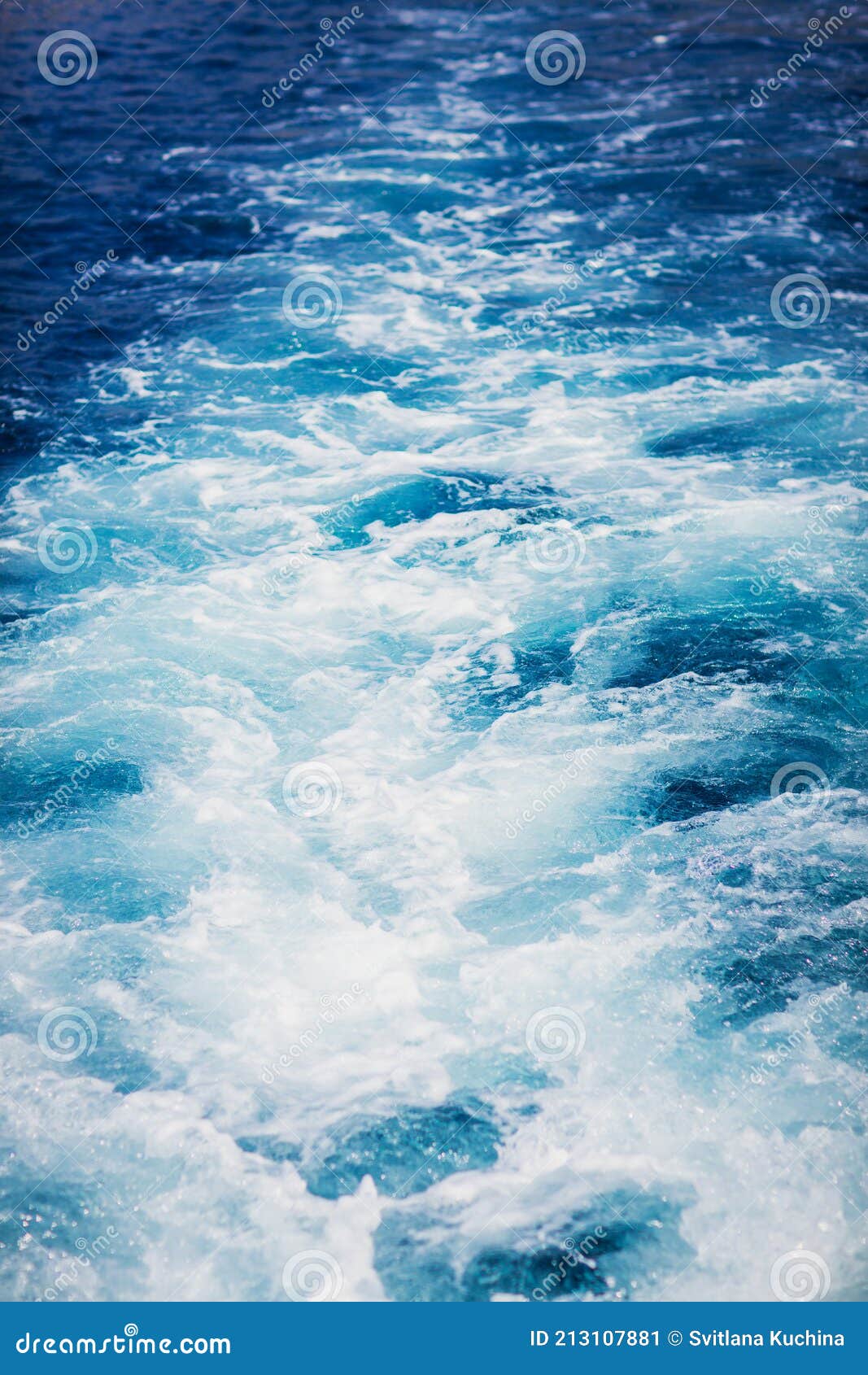 Wave Trace Tails Of Speed Boat On Blue Water Surface In The Sea Stock ...