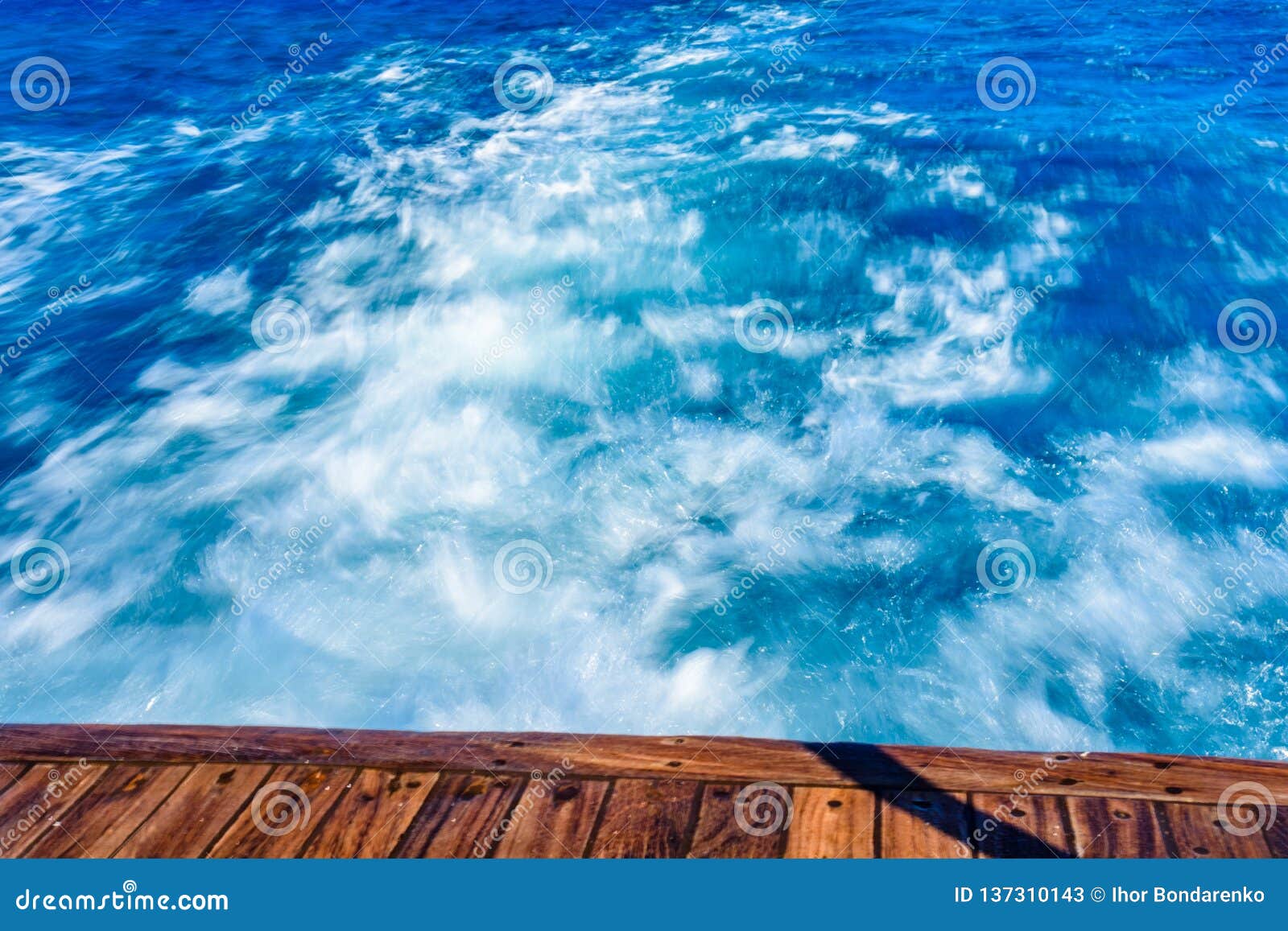 Wave Trace with White Foam on a Water Surface Behind of Fast Moving ...