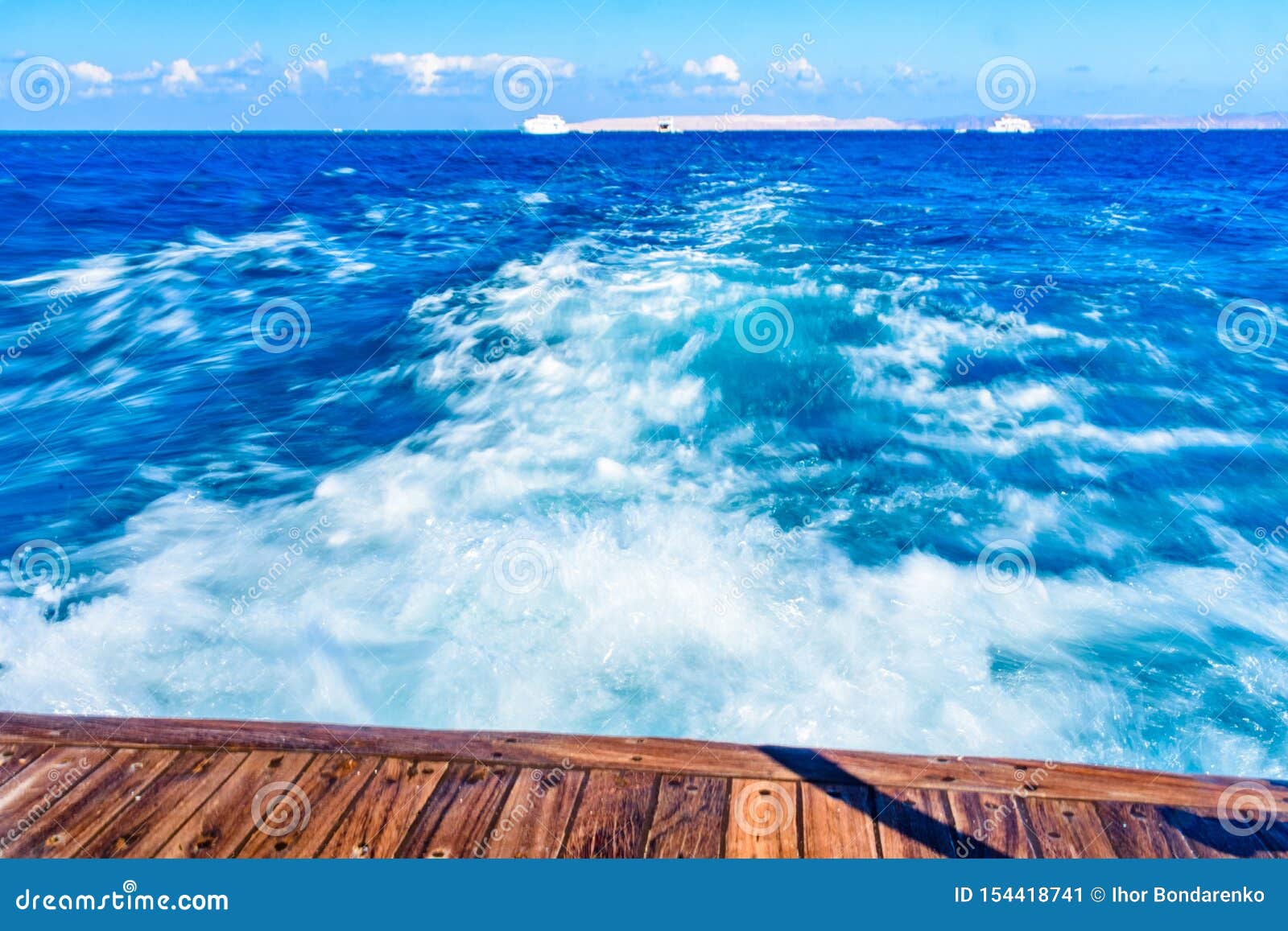 Wave Trace with White Foam on a Water Surface Behind of Fast Moving ...