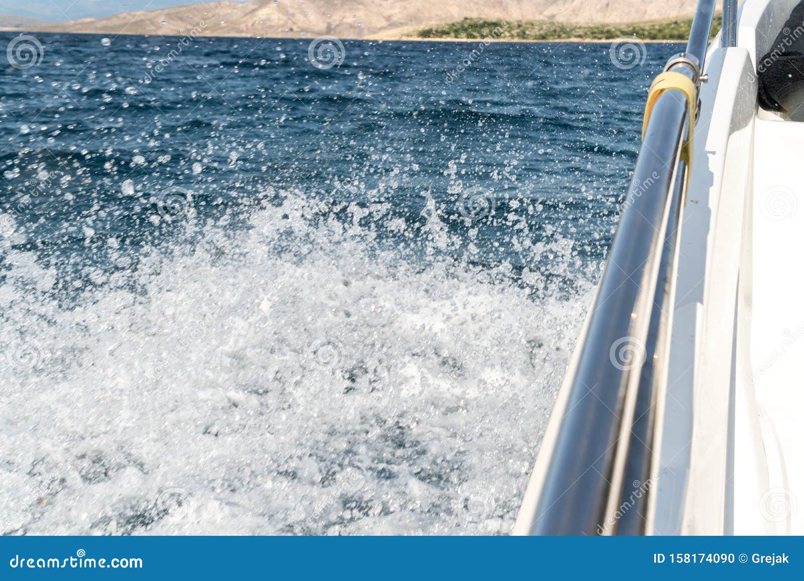 Wave Traces from Side of the Boat on the Blue Ocean Surface with Copy ...