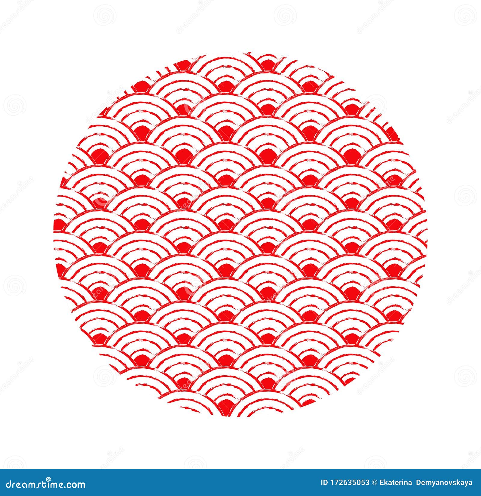 Wave Traditional Japanese Pattern. Red-white. Vector Illustration of a ...