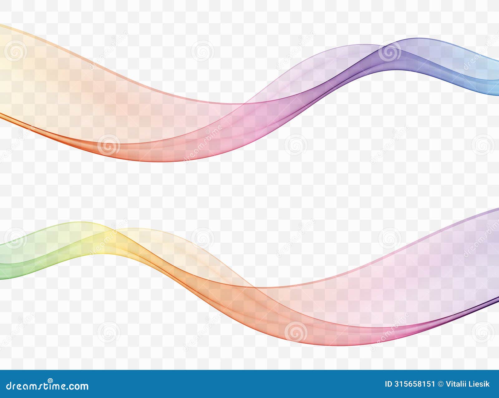 Wave on a Transparent Background. Flow Wave in Rainbow Colors, Design ...