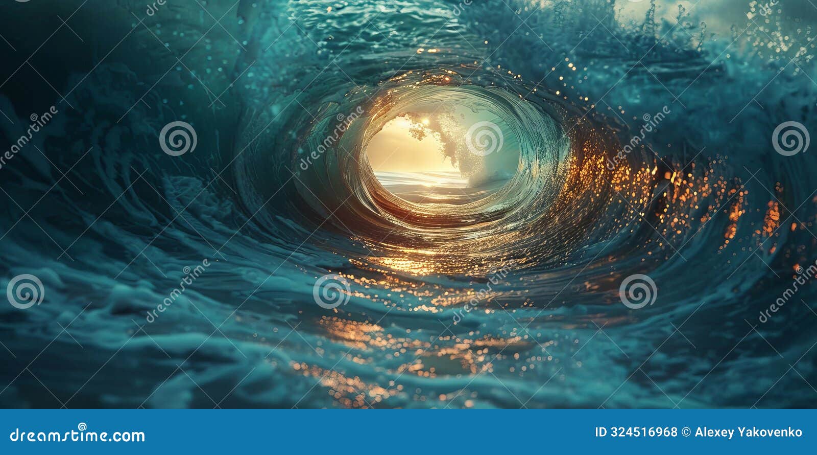 Wave Tunnel Breaking in the Ocean. Stock Photo - Image of nature, spray ...