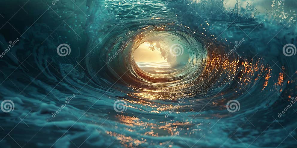 Wave Tunnel Breaking in the Ocean. Stock Photo - Image of nature, spray ...