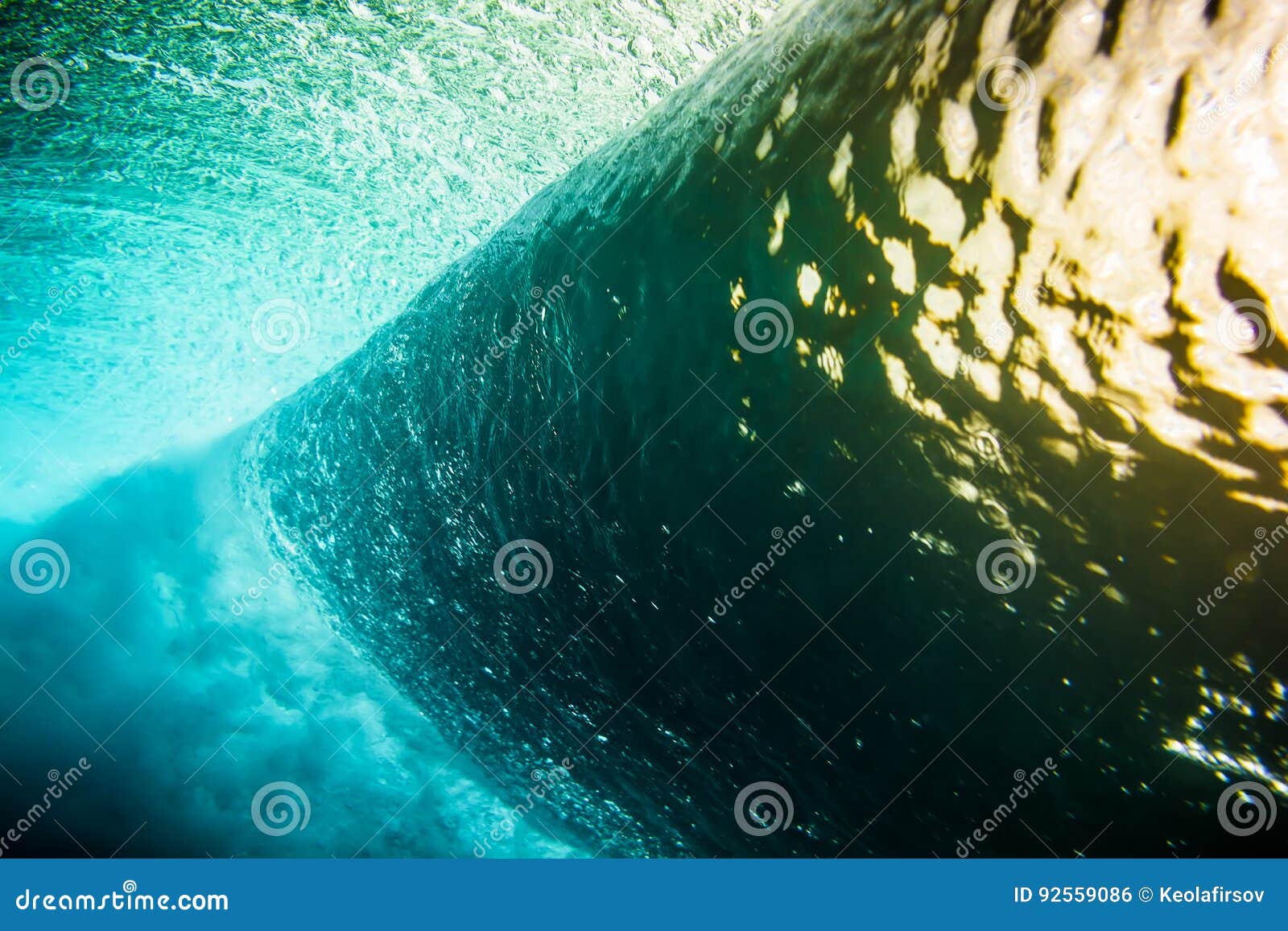 Wave Underwater and Sun Light. Blue Ocean in Underwater Stock Photo ...