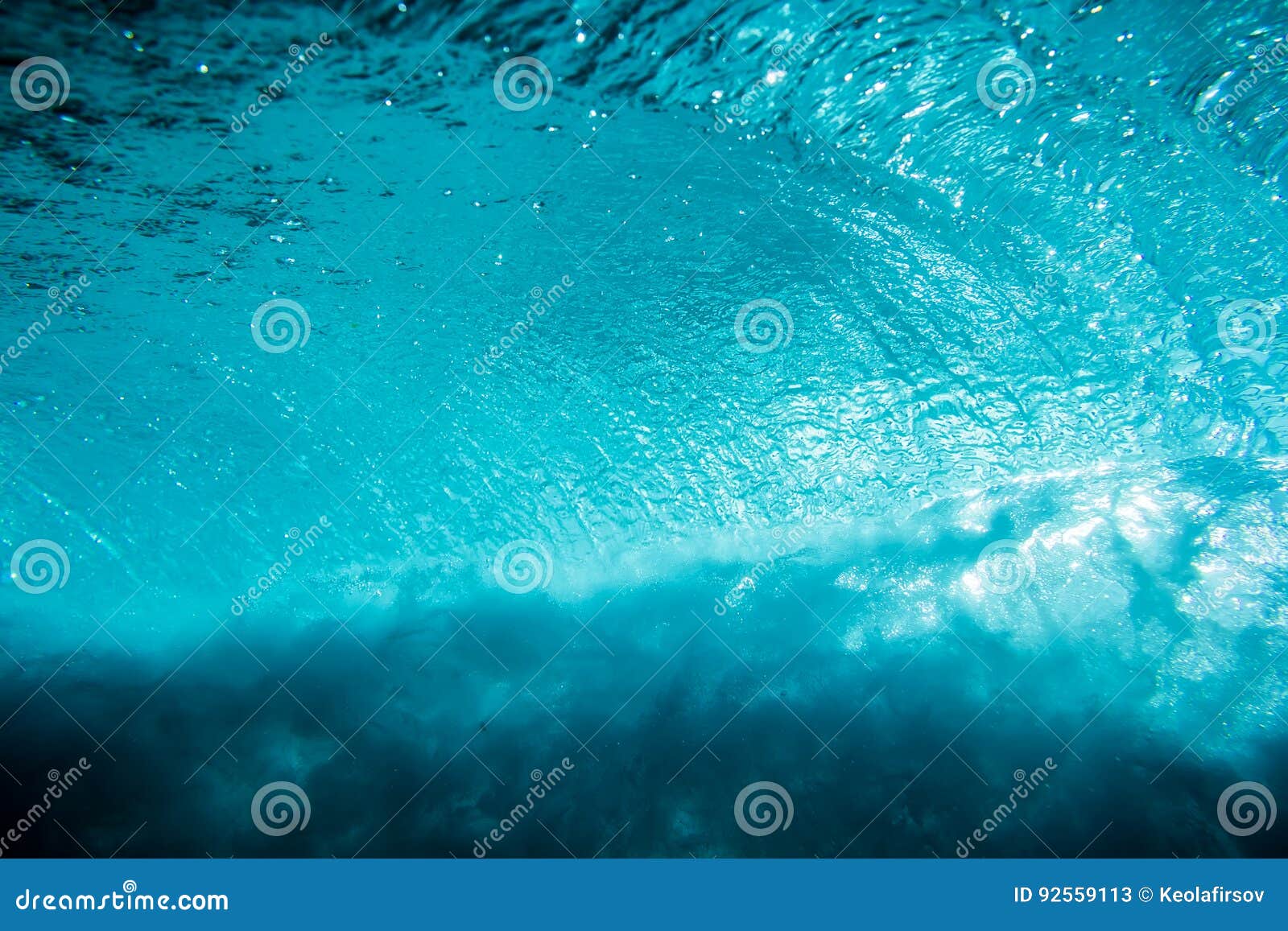 Wave Underwater and Sun Light. Blue Ocean in Underwater Stock Image ...