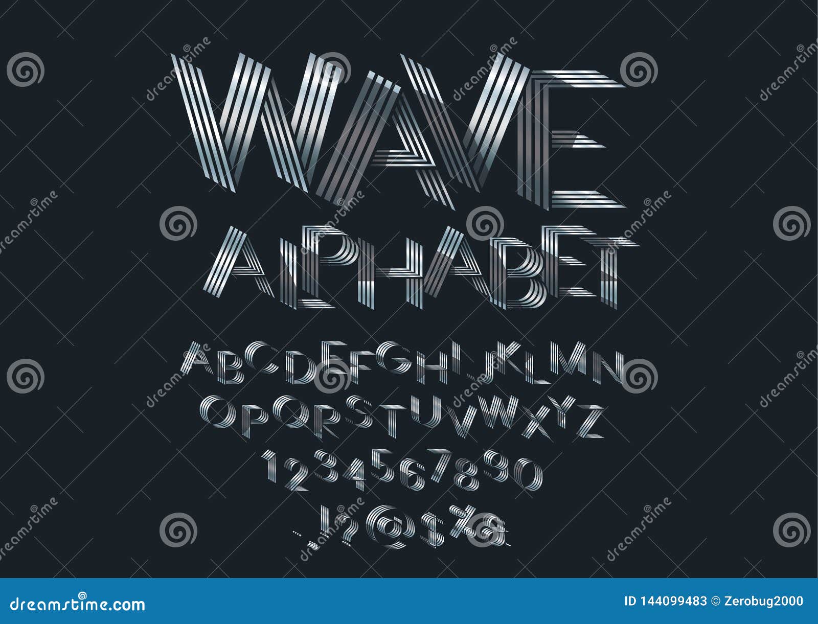 Wave font stock vector. Illustration of shadow, typo - 144099483
