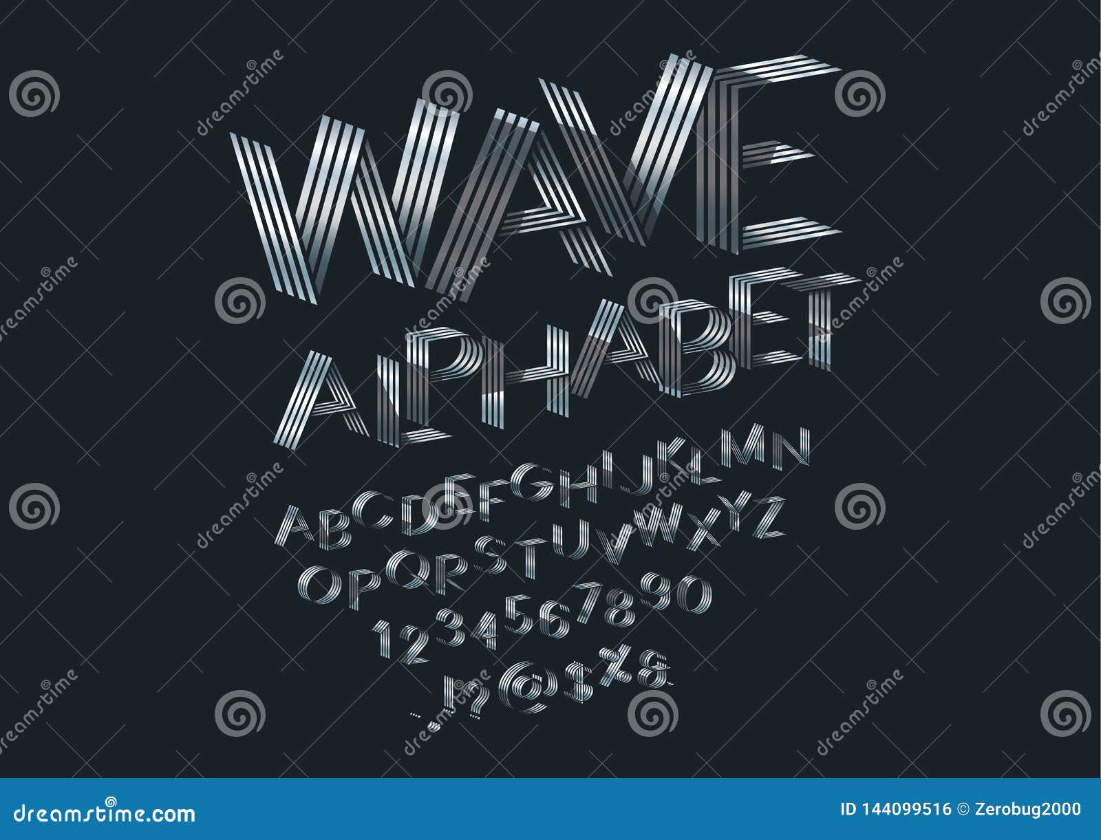 Wave font stock vector. Illustration of symbol, type - 144099516