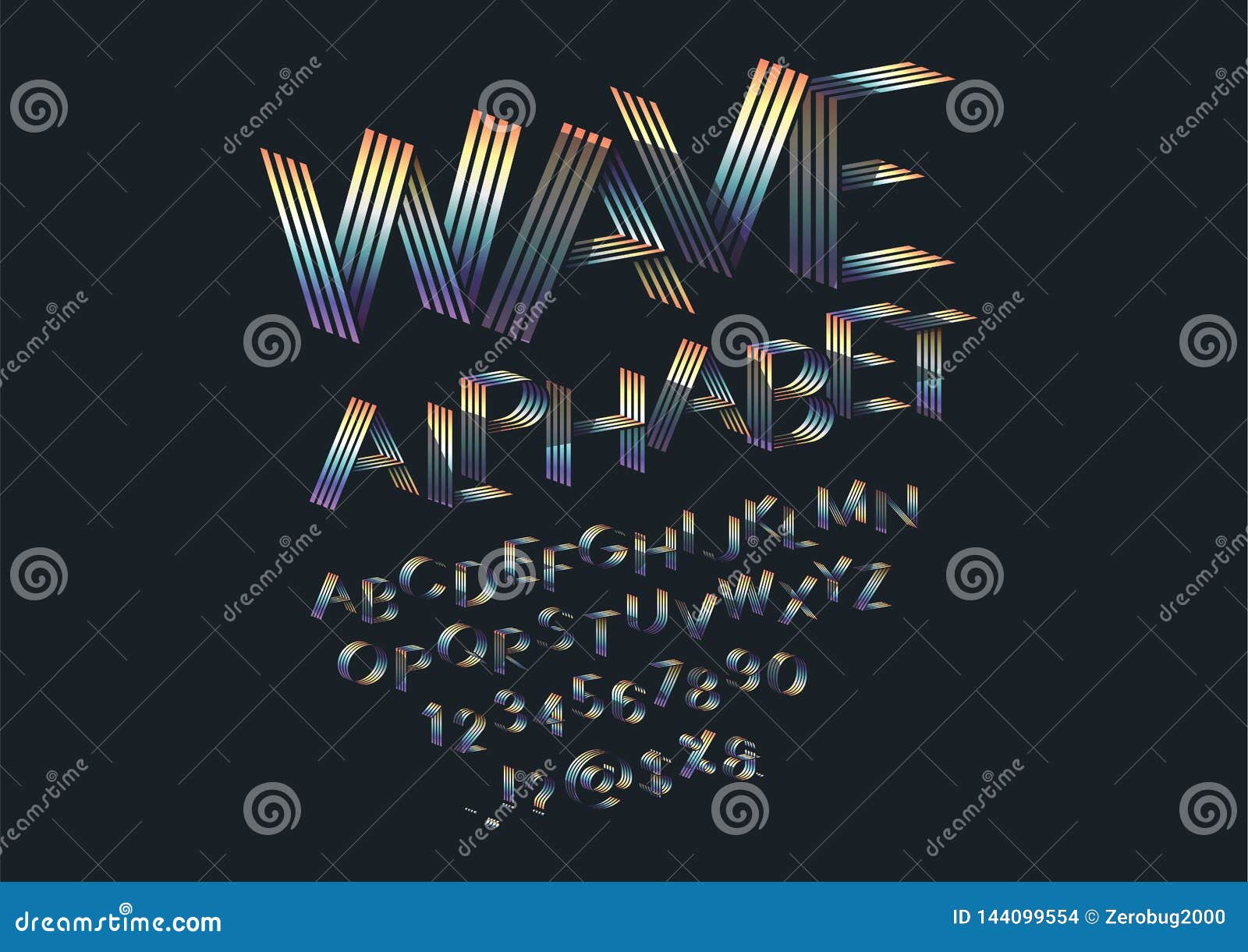 Wave font stock vector. Illustration of font, layered - 144099554
