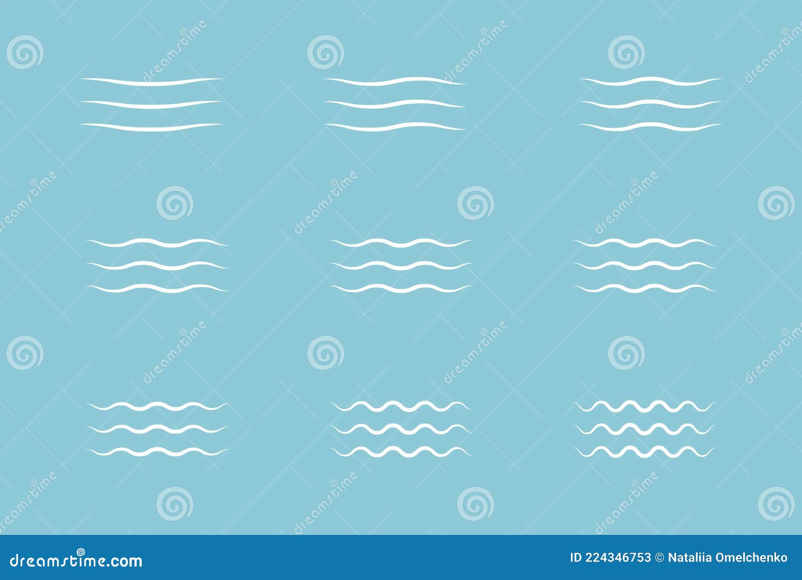 Wave Vector Icon Set. Water Line Sign Isolated Stock Vector ...