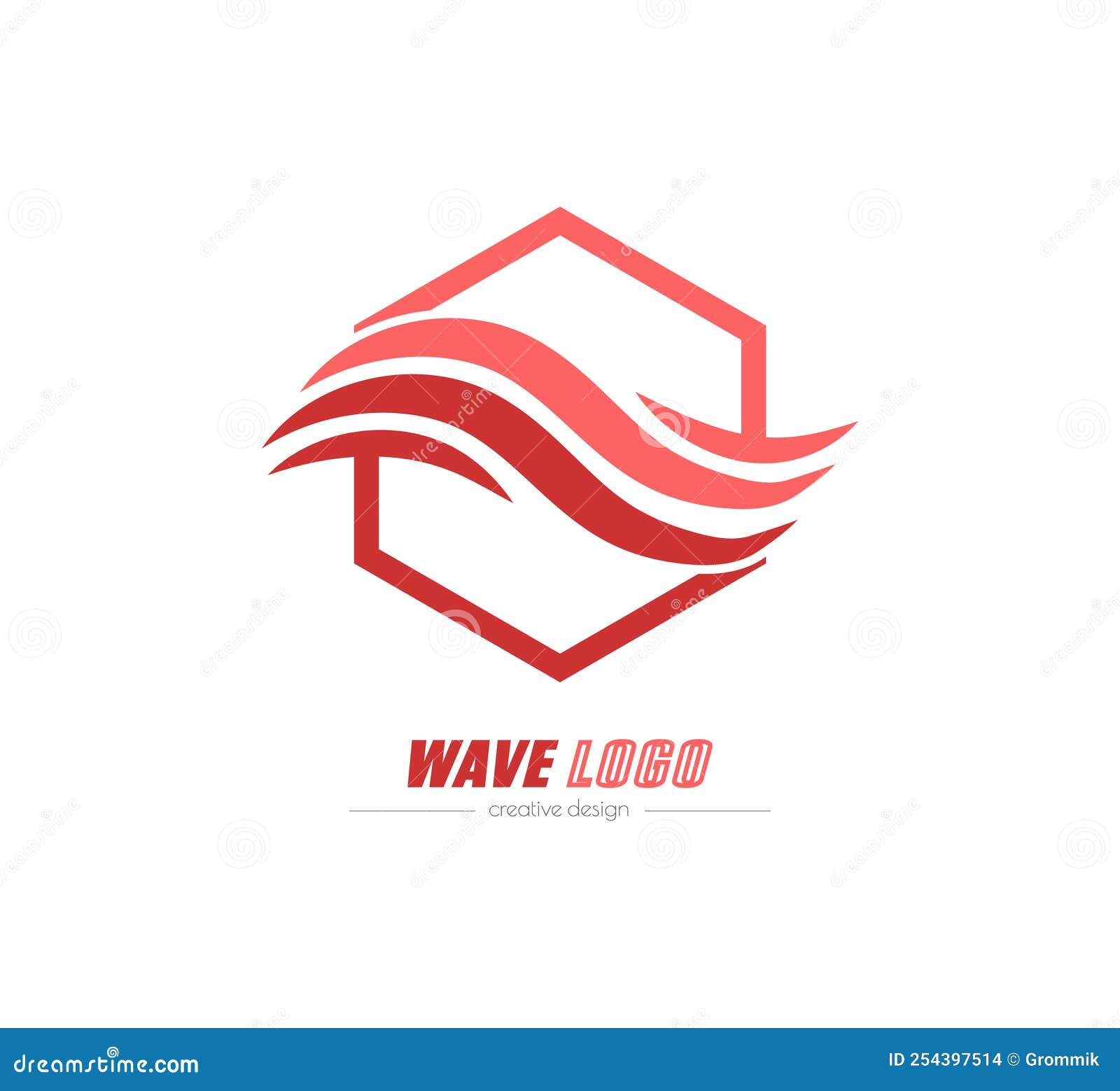 Wave. Vector Template with a Wave in a Hexagon for a Logo, Sticker ...